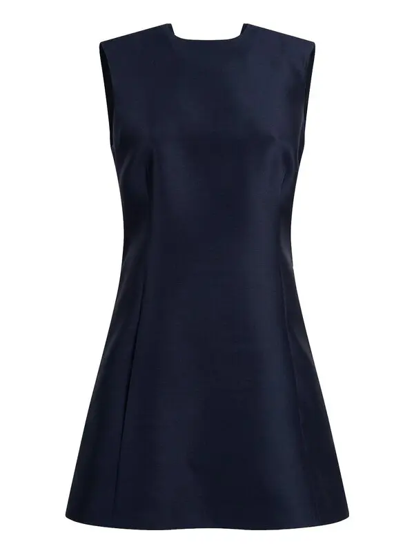 Balenciaga Wool Mini Dress With Button Detail - Blue