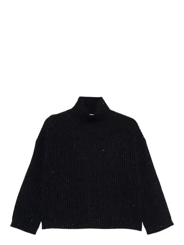 Brunello Cucinelli Sequin-embellished Ribbed Cashmere Turtleneck - Blue