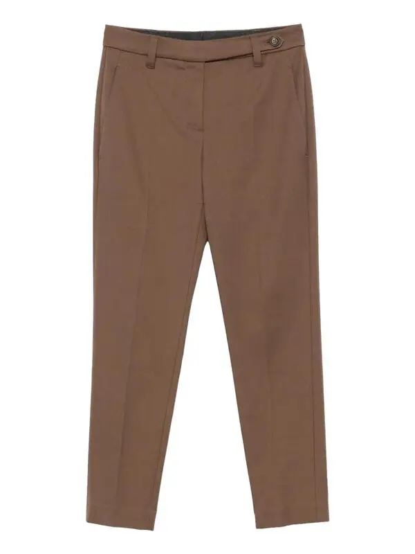 Brunello Cucinelli Tapered Leg Cotton Trousers - Brown