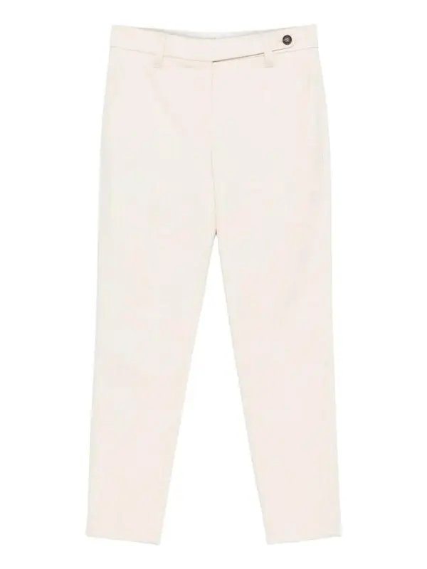 Brunello Cucinelli Tapered Leg Cotton Trousers - White