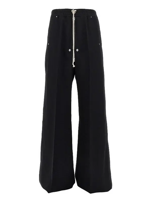 Rick Owens Wool Canvas Wide Leg Pants - Black