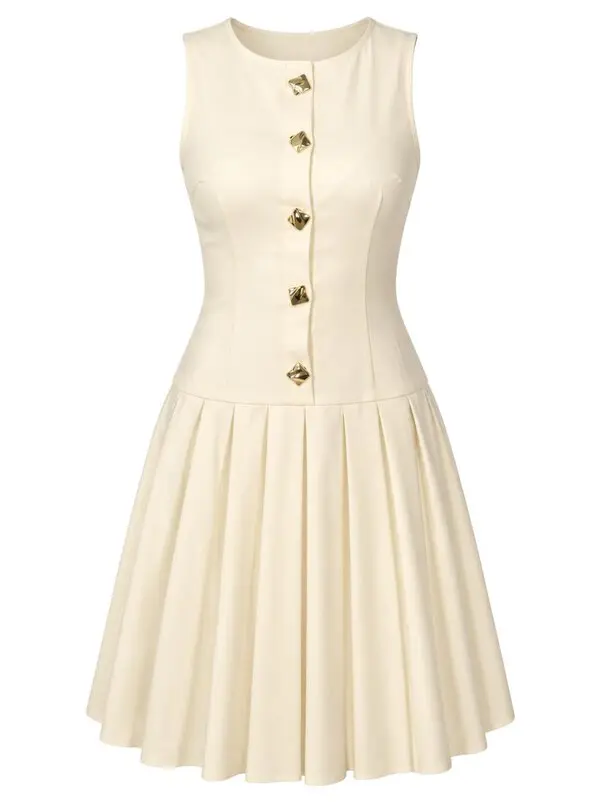 GIRL IN MIND Penelope Tailored Pleated Mini Dress - White