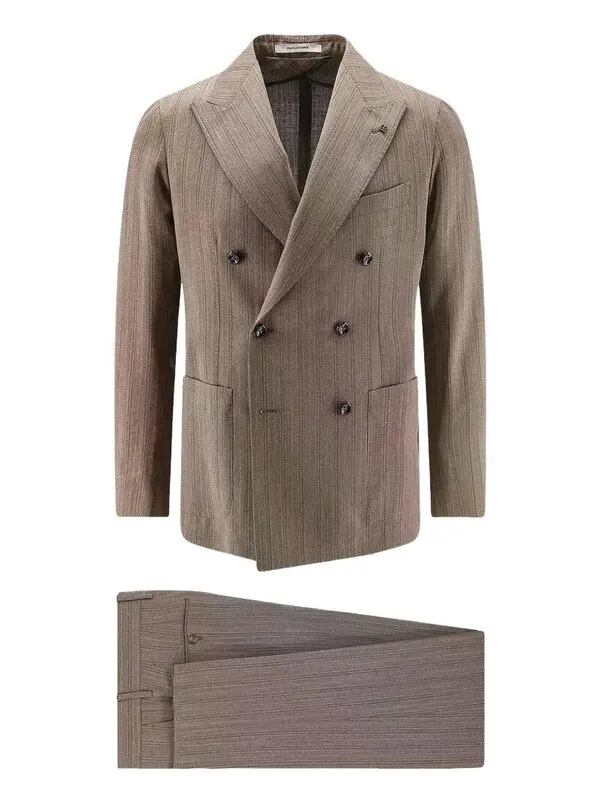 Tagliatore Double-breasted Pinstripe Suit - Brown