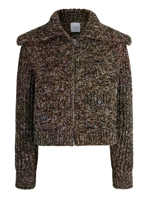 PATOU Ribbed-knit Zipped Jacket - Brown