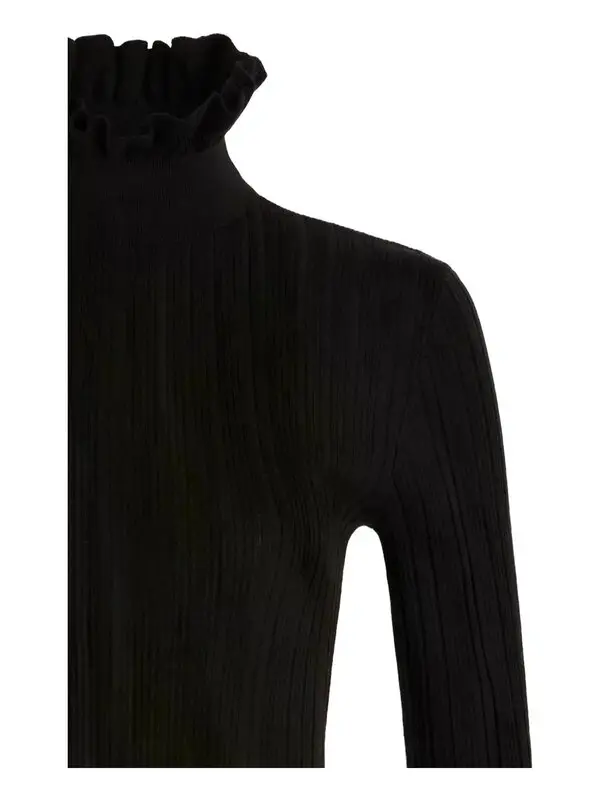 PATOU Ruffle-trim Ribbed Sweater - Black