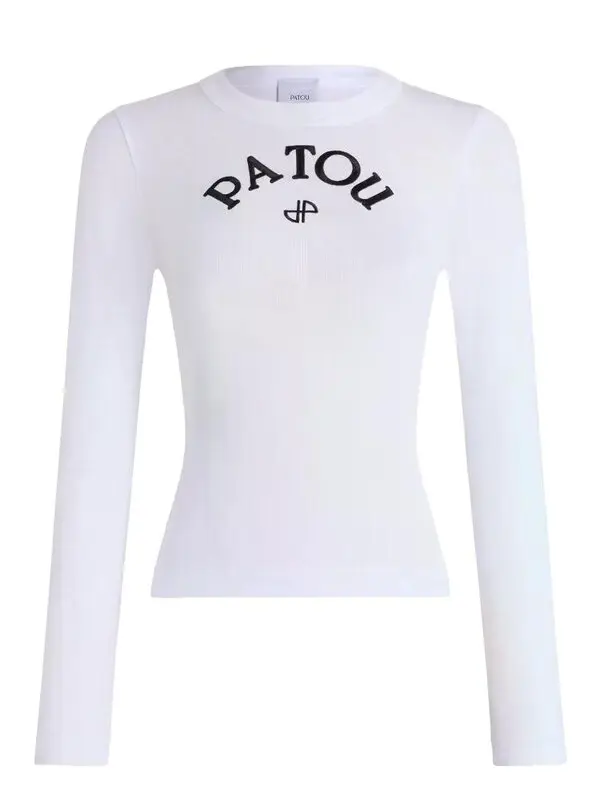 PATOU Logo Print Long Sleeve T-shirt - White
