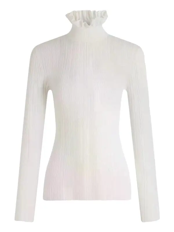 PATOU Ruffle-trim Ribbed Sweater - Neutrals