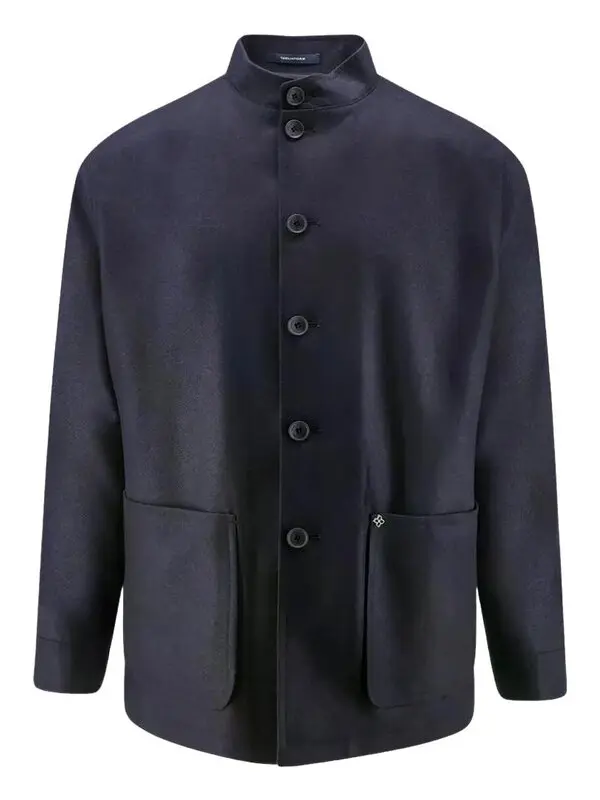 Tagliatore Mandarin-collar Patch-pocket Jacket - Blue