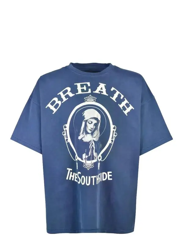 BREATH Graphic Print Crewneck T-shirt - Blue