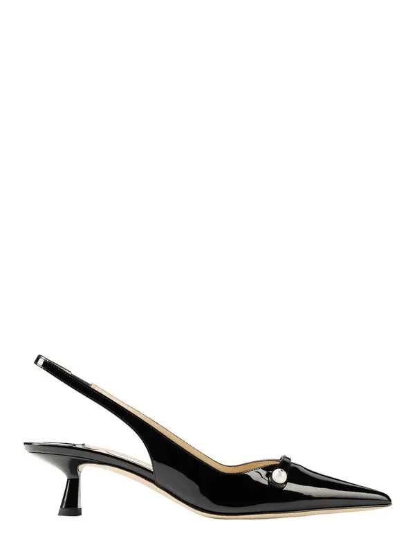 JIMMY CHOO Amita 45 Patent Leather Slingbacks - Black