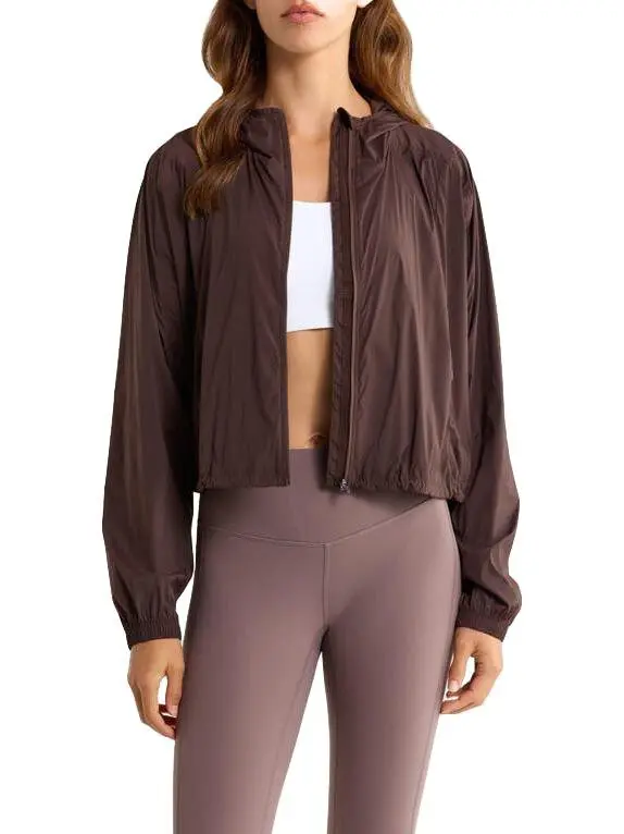 Beyond Yoga Water Repellent Hooded Jacket - Cocoa Plum