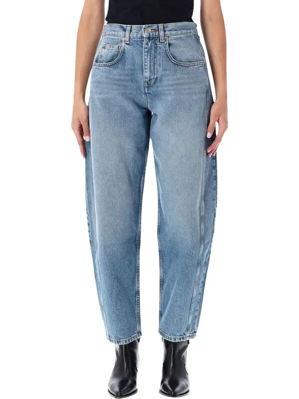 Isabel Marant Étoile Relaxed Barrel-leg Mid-rise Faded Cotton Jeans - Blu