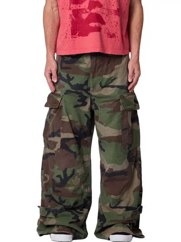 Mnml Camouflage Wide Leg Cargo Pants - Camo