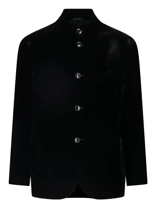 Giorgio Armani Stand Collar Button-front Jacket - Black