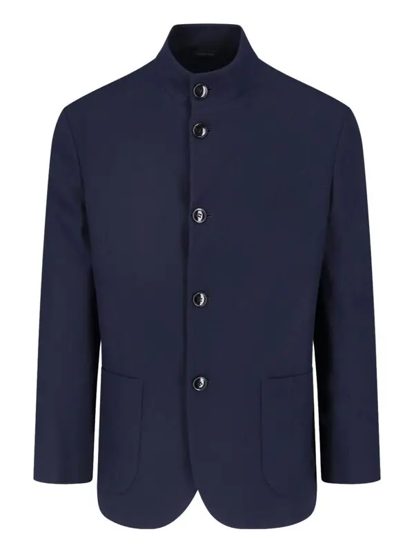 Giorgio Armani Stand Collar Button-front Jacket - Blue
