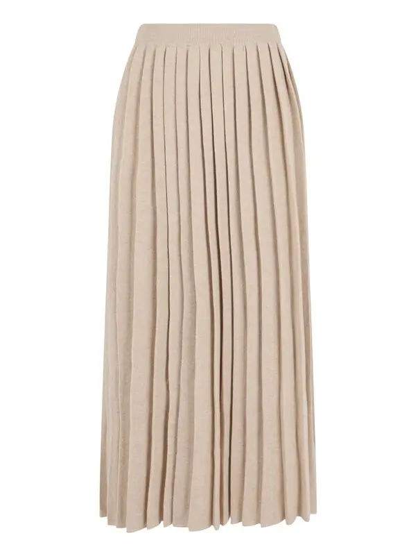 Fabiana Filippi Long Pleated Wool-silk-cashmere Skirt - Beige