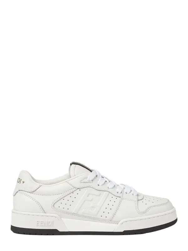 Fendi Tape Ribbon Leather Sneakers With Embossed Ff Logo - Bianco