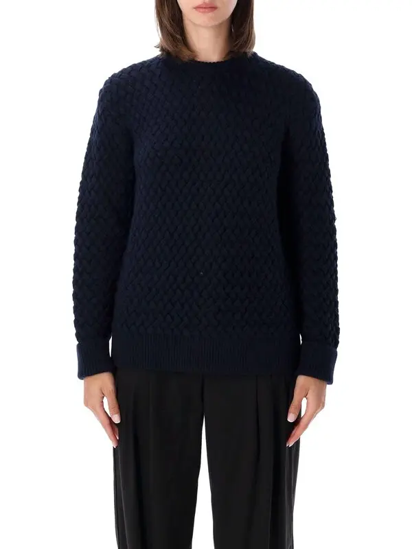 Bottega Veneta Textured Wool Crewneck Sweater - Blue