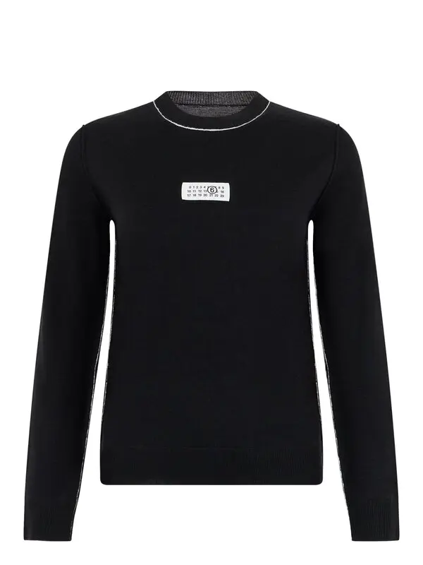 MAISON MARGIELA Crew Neck Long Sleeve Sweater - Black