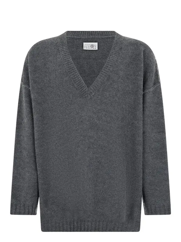 MAISON MARGIELA Oversized V-neck Sweater - Grey