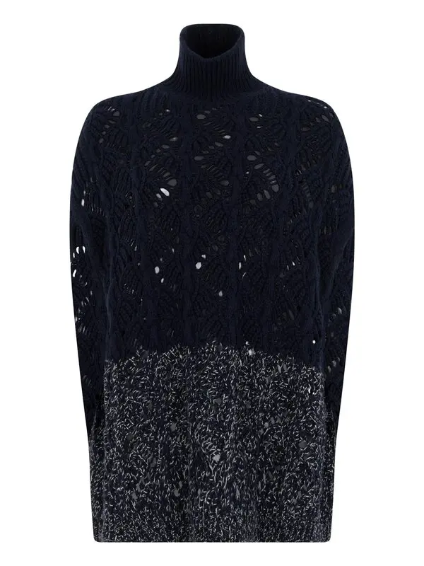 Fabiana Filippi High Neck Textured Knit Sweater - Blue