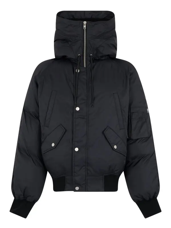 MAISON MARGIELA Padded Hooded Zip-up Jacket With Oversized Sleeves - Black