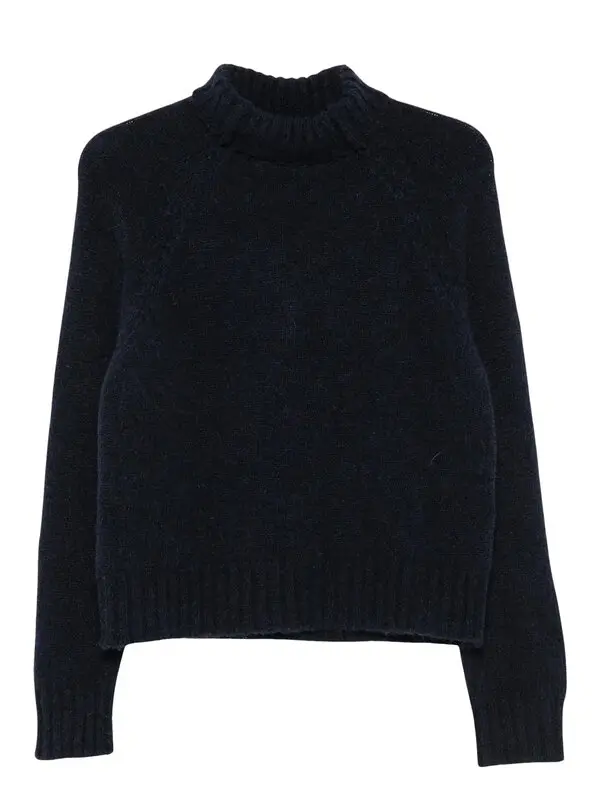 JUCCA Classic Turtleneck Sweater With Ribbed Trim - Navy