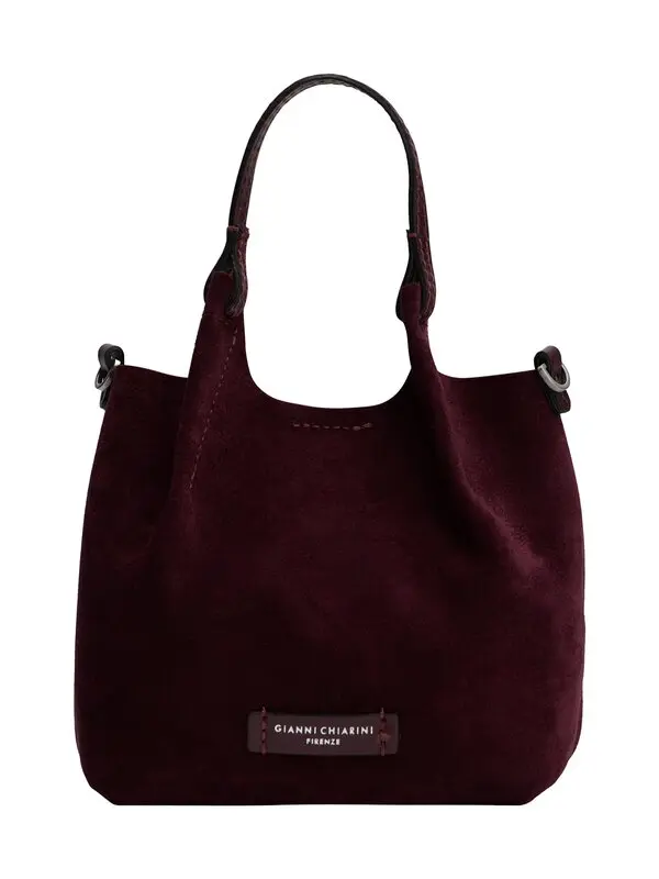 GIANNI CHIARINI Suede Shoulder Handbag - Burgundy