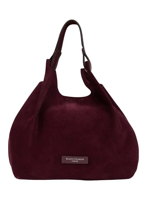 GIANNI CHIARINI Suede Shoulder Handbag - Burgundy