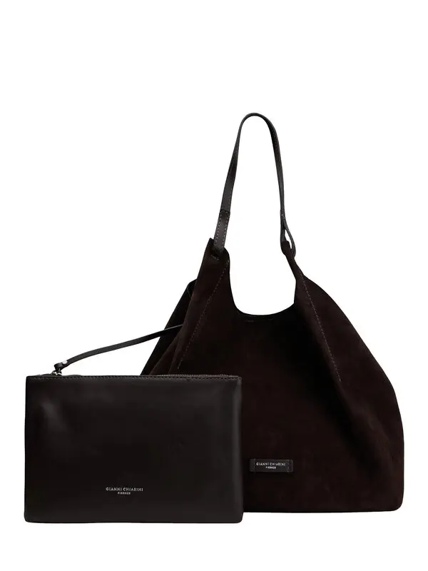GIANNI CHIARINI Leather Handbag With Pouch - Brown