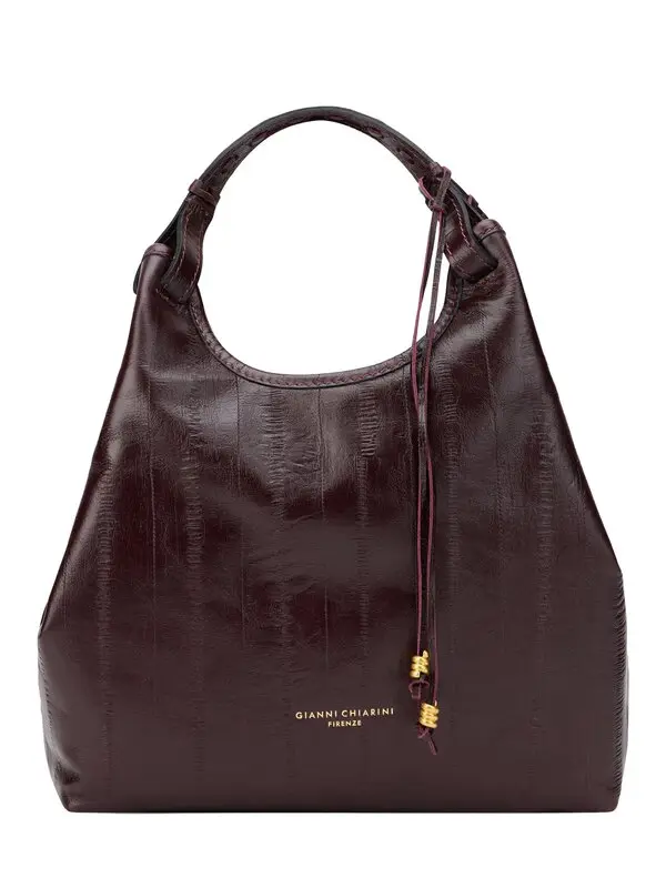 GIANNI CHIARINI Leather Hobo Handbag - Brown