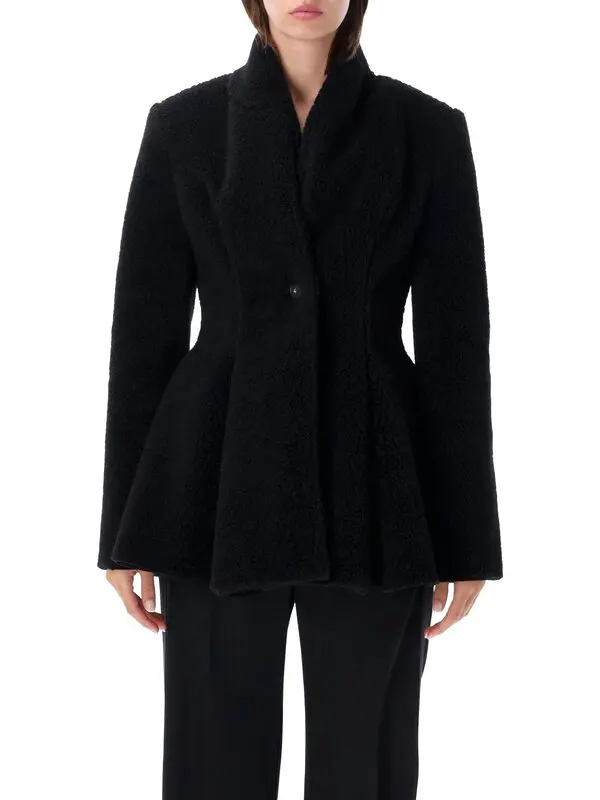 Stella McCartney Plush Tailored Jacket With Scarf Collar - Nero