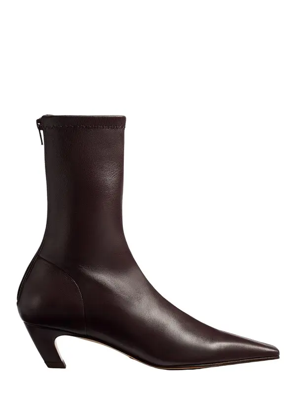 Khaite 40mm Heel Leather Square-toe Back-zip Boots - Rosso
