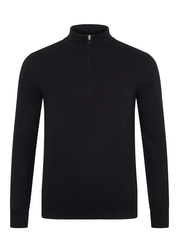 PAUL JAMES KNITWEAR Foster Zip Neck Jumper - Black