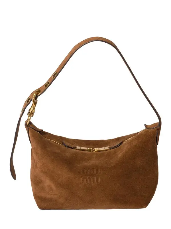 Miu Miu Spirit Suede Shoulder Bag - Cocoa Brown
