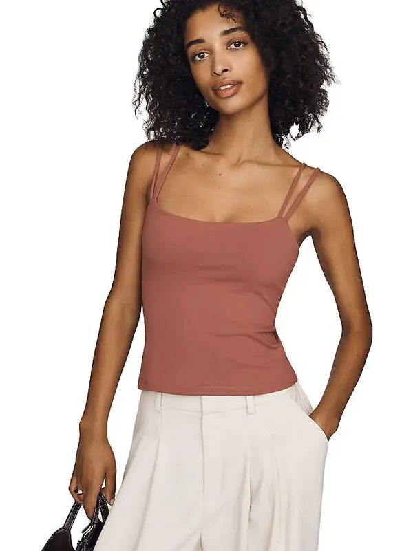 Susana Monaco Double-strap Scoop Neck Tank Top - Blush Pink