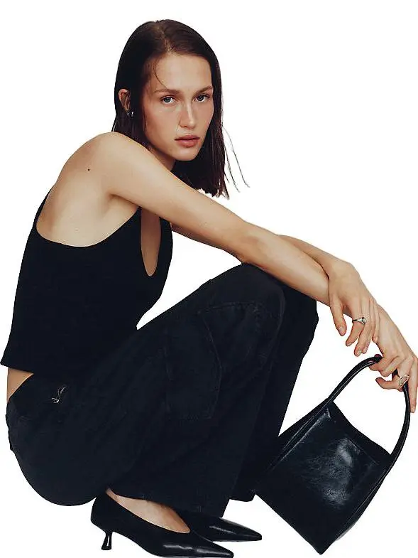 Anthropologie Hollace Waxed Tote - Black