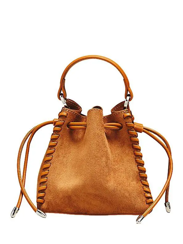 Anthropologie Faux-suede Whipstitch Satchel - Tan