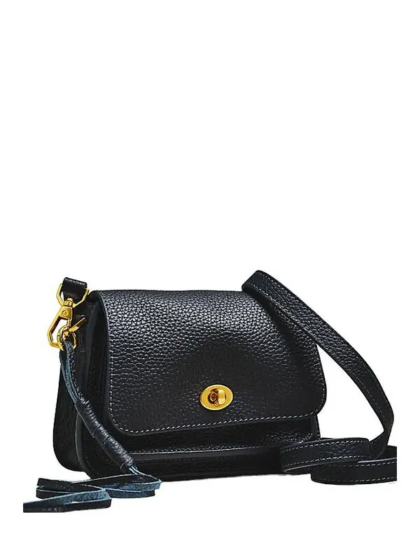 Anthropologie Leather Mini Porter Bag With Tassel Detail - Navy