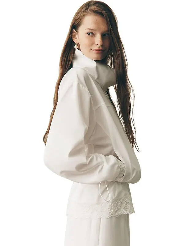 MARE MARE Lace-trimmed Windbreaker Jacket - Ivory