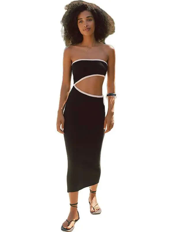 HONEST THE LABEL Nahla Cutout Midi Dress - Black