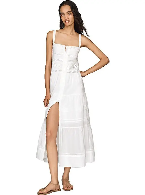 RAISONNEL 100% Cotton Tiered Midi Dress - White