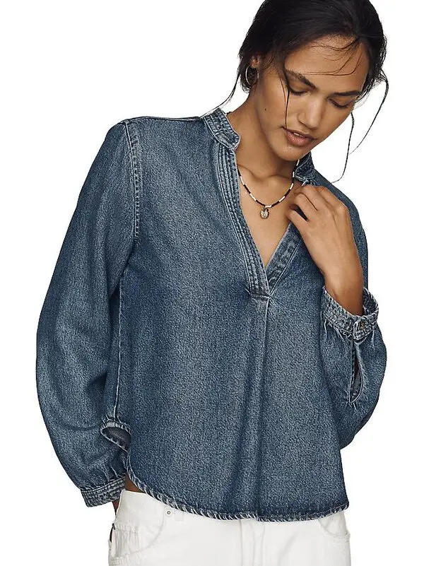CLOTH & STONE Denim Henley Shirt - Nightfall Bay Wash