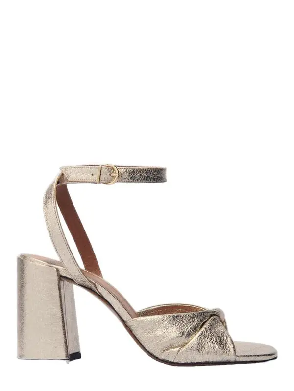 Maje Metallic Leather Heeled Sandals - Gold