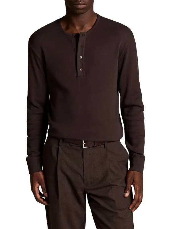 Vince Ribbed Cotton Henley - Arabica