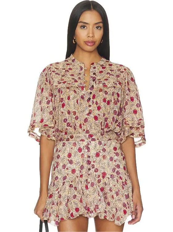 Isabel Marant Étoile Douna Top - Ecru & Raspberry