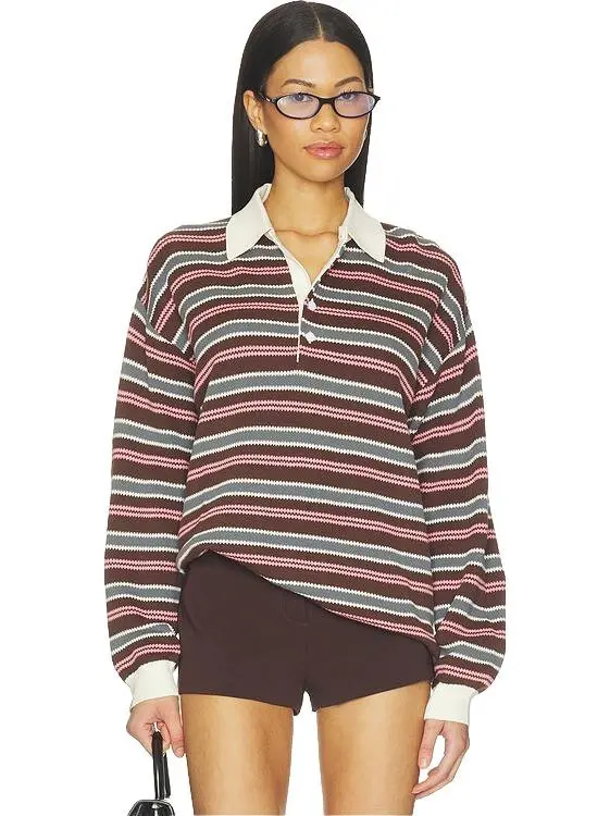 The Upside Wonder Knit Polo Top - Stripe