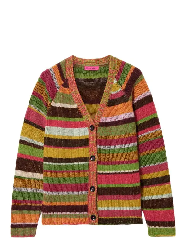 THE ELDER STATESMAN Striped Cashmere Cardigan - Orange