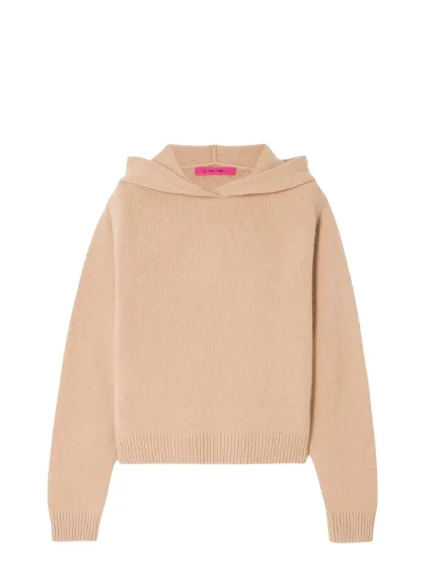 THE ELDER STATESMAN Cashmere Cropped Hoodie - Off-white