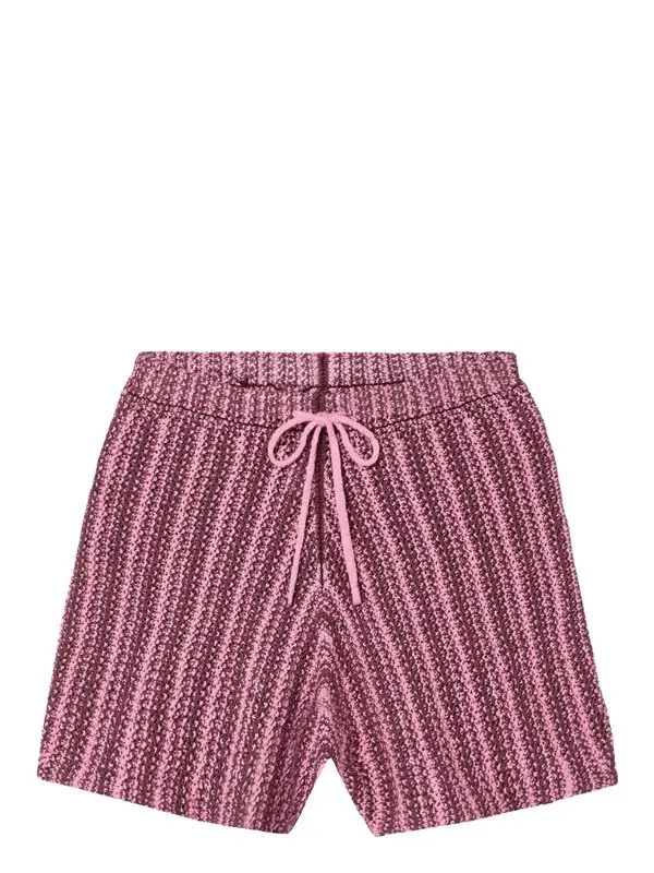 THE ELDER STATESMAN Striped Crocheted Cotton Shorts - Pink